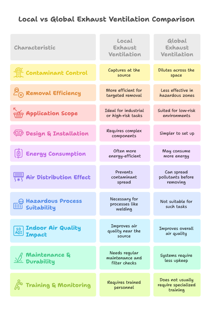 Local Exhaust Ventilation vs General Ventilation: 10 Point-Summary